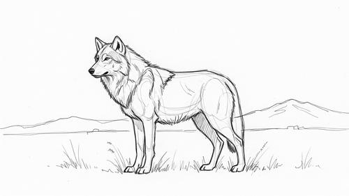 wolf drawing outline