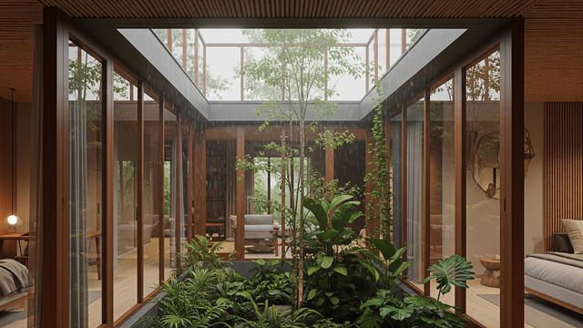 8 Model Rumah Modern Kaca dengan Taman Indoor Atrium, Cocok untuk Introvert
