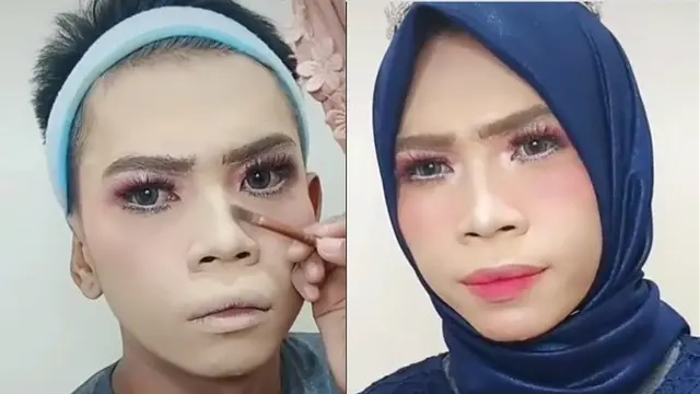 Wanita Ini Iseng Minta Suami Jadi Model Rias, Hasilnya Bikin Pangling