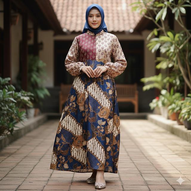 8 Model Baju Batik Satin Syari dengan Potongan Longgar Nyaman Dipakai