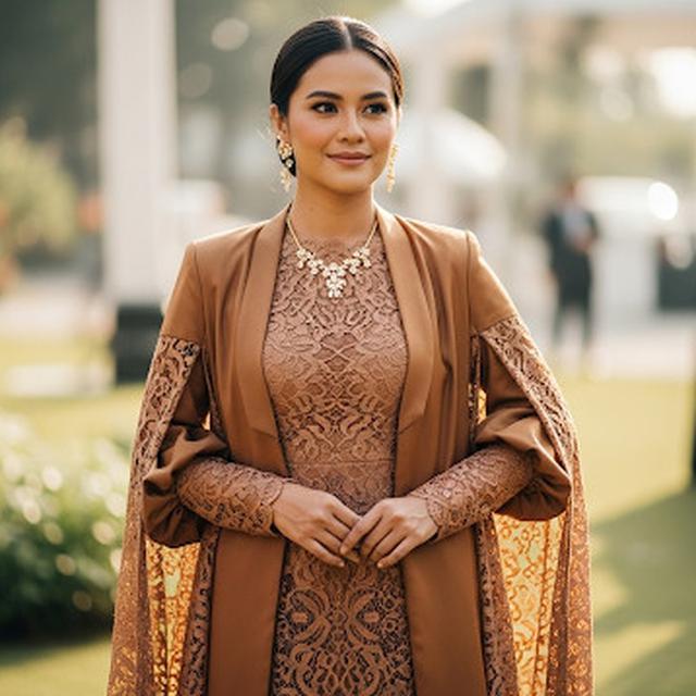 Rekomendasi 10 Perpaduan Long Dress Brokat Kombinasi Outer Satin Lengan ...