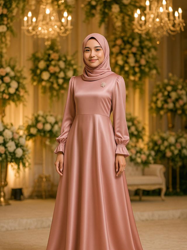 7 Model Gamis Satin Simple tapi Elegan, Tren Seragam Bridesmaid ...