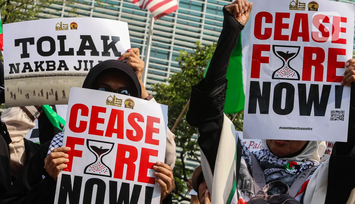 Aksi Peringatan ke-76 Tahun Nakba di Depan Kedubes AS - Foto Liputan6.com