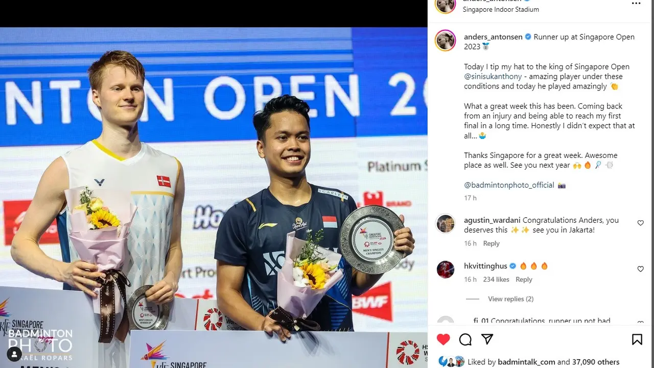 Anders Antonsen Sebut Anthony Sinisuka Ginting Raja Singapore Open ...