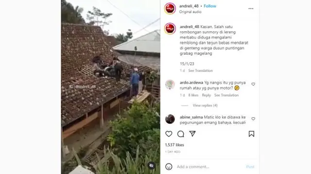 Viral Sepeda Motor Tersangkut di Atap Rumah Warga, Begini Kisahnya ...