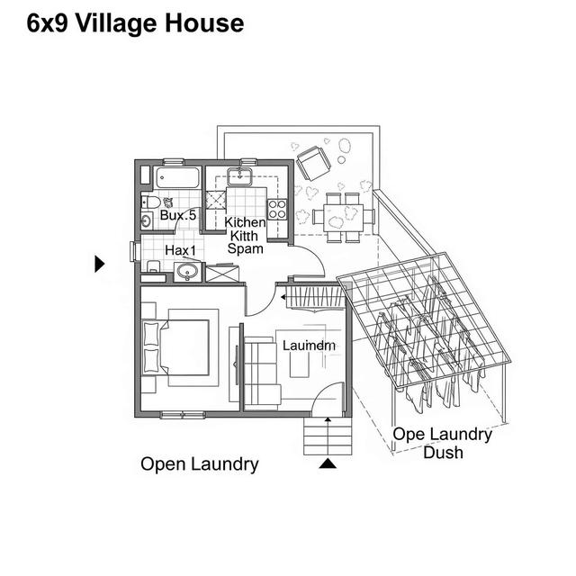 12 Gambar Denah Rumah Sederhana Ukuran 6x9 di Kampung, Hemat Lahan dan ...