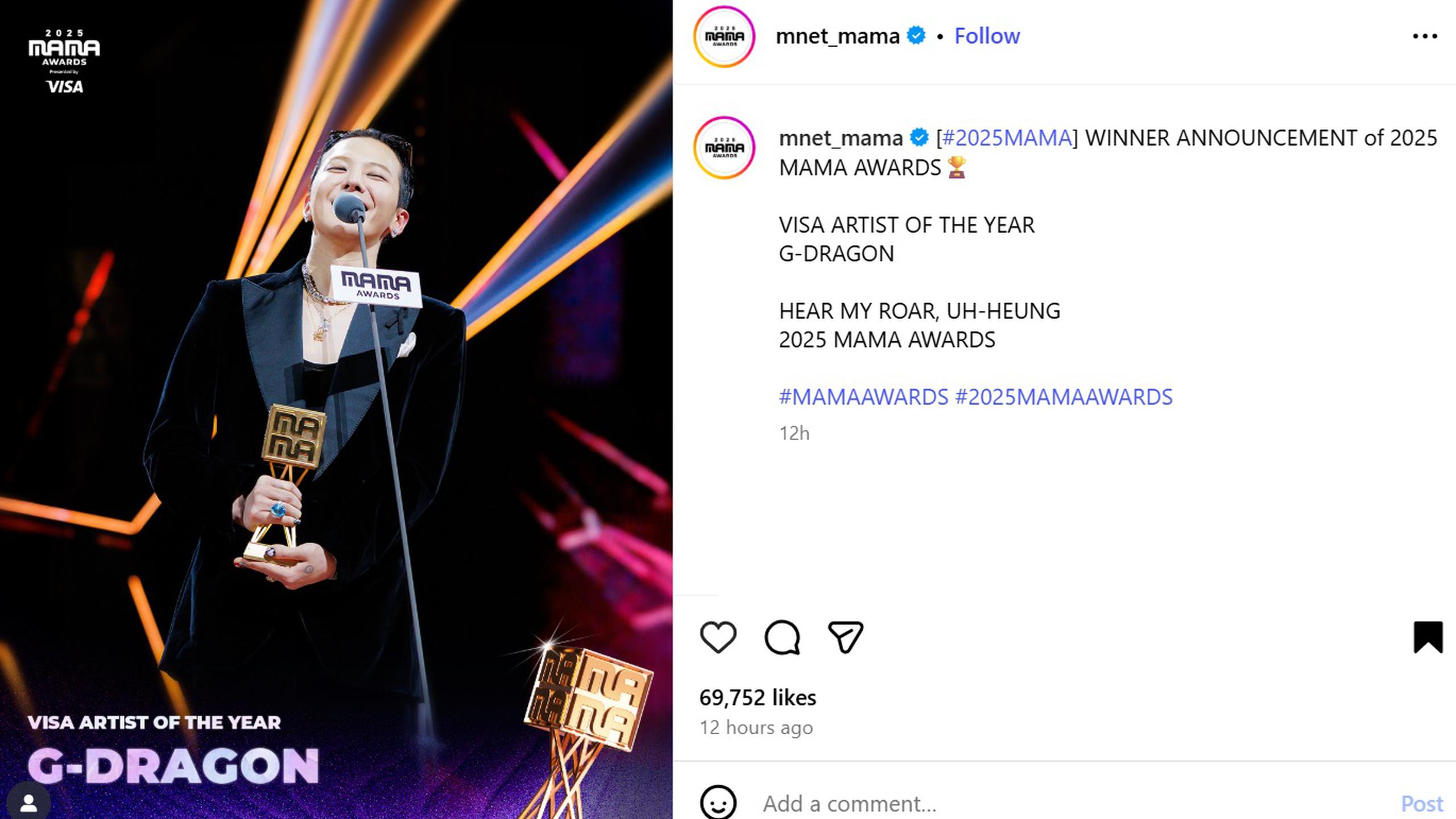 Daftar Pemenang MAMA Awards 2025 Hari Kedua, G-Dragon dan Stray Kids ...