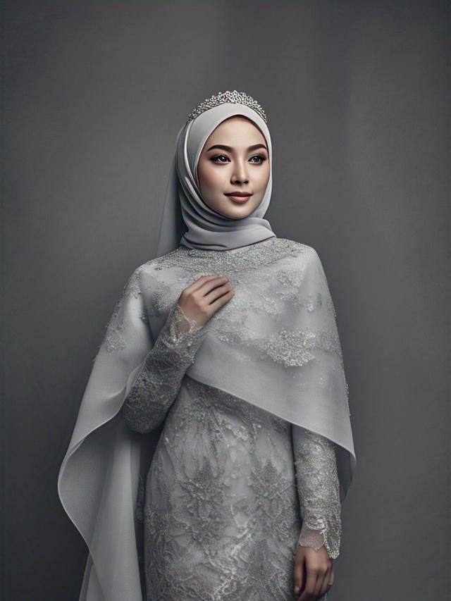6 Desain Gaun Pengantin Brokat Hijab 2025, Cocok untuk Akad hingga ...