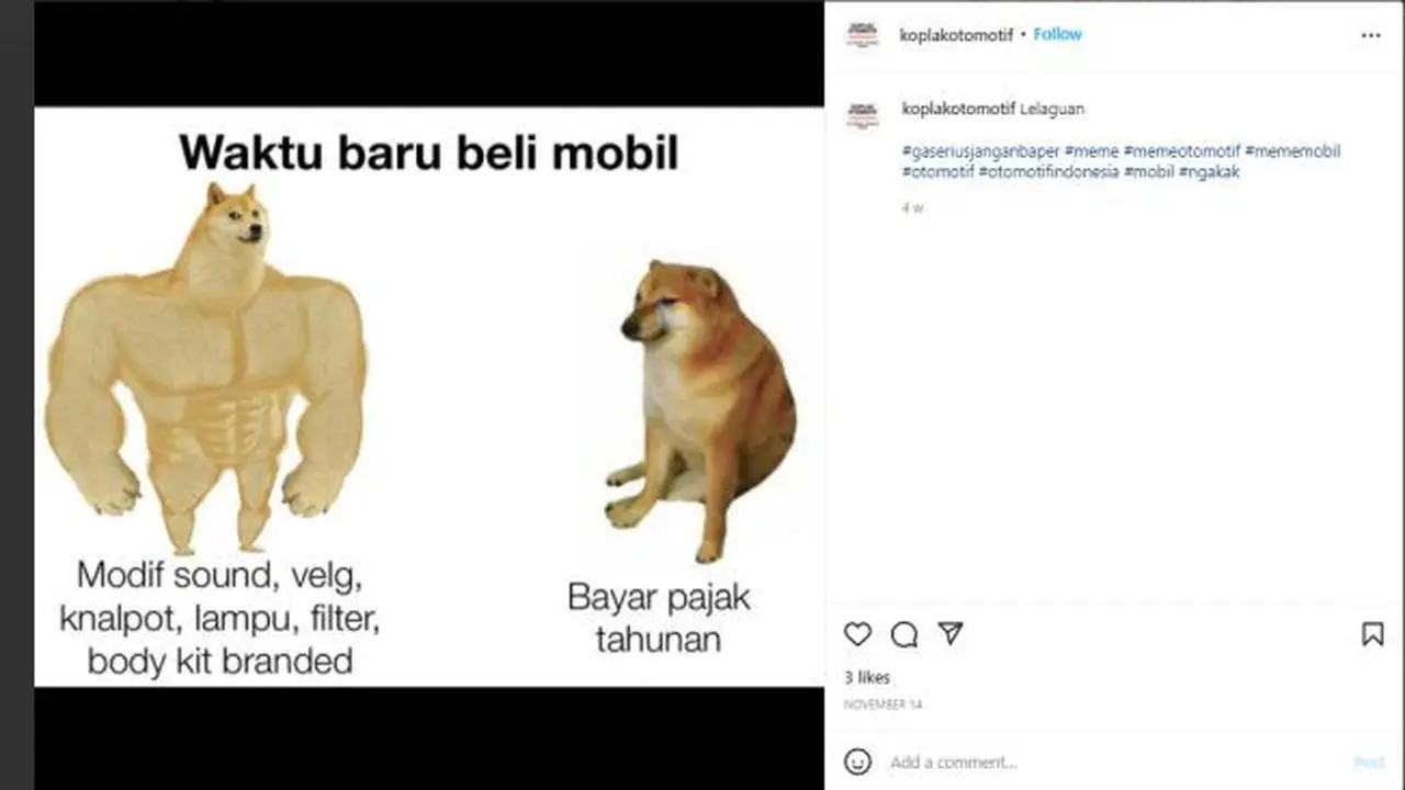 Meme Otomotif Pekan Ini: Baru Beli Mobil Vs Waktunya Bayar Pajak ...