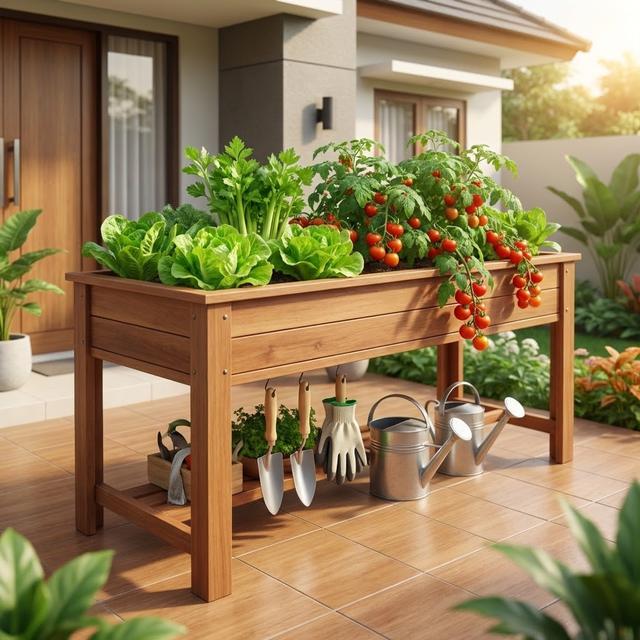 9 Desain Kebun Sayur Minimalis Depan Rumah Pakai Box Planter Kayu, Tren ...