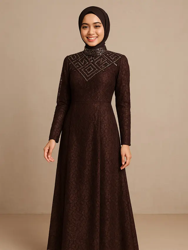 10 Model Long Dress Brokat Kombinasi Payet Terbaru, Stylish untuk ...