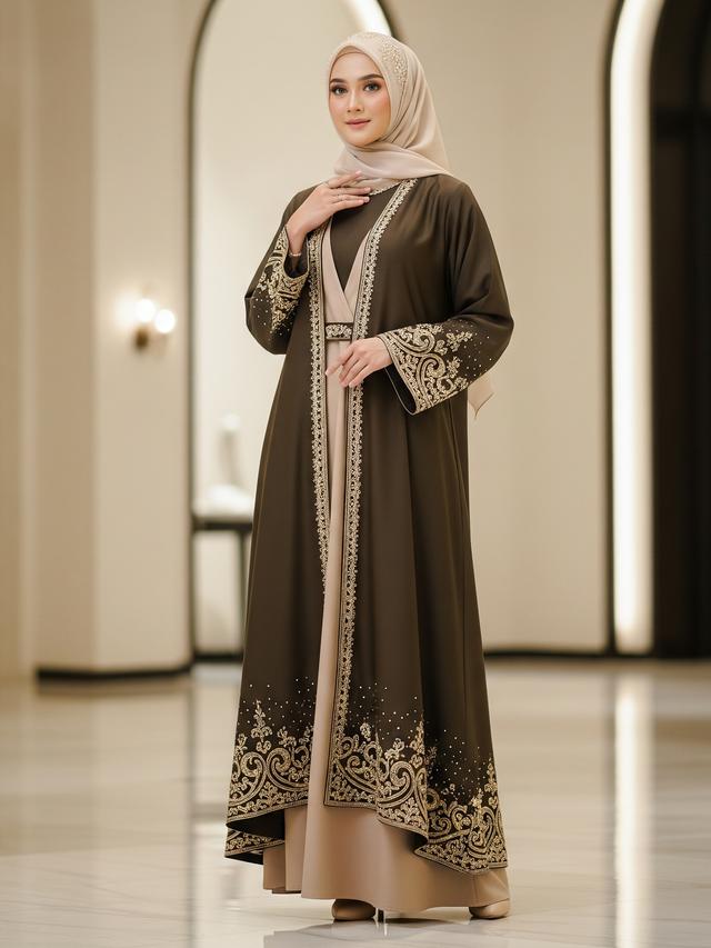 7 Model Gamis Abaya Dubai dengan Detail Premium untuk Lebaran dan Acara ...