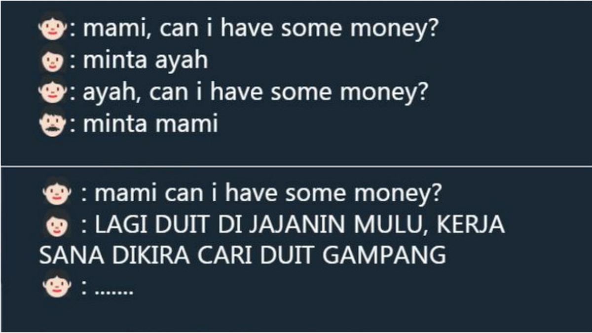Cuitan Kocak Bedanya Kalau Minta Uang ke Orangtua