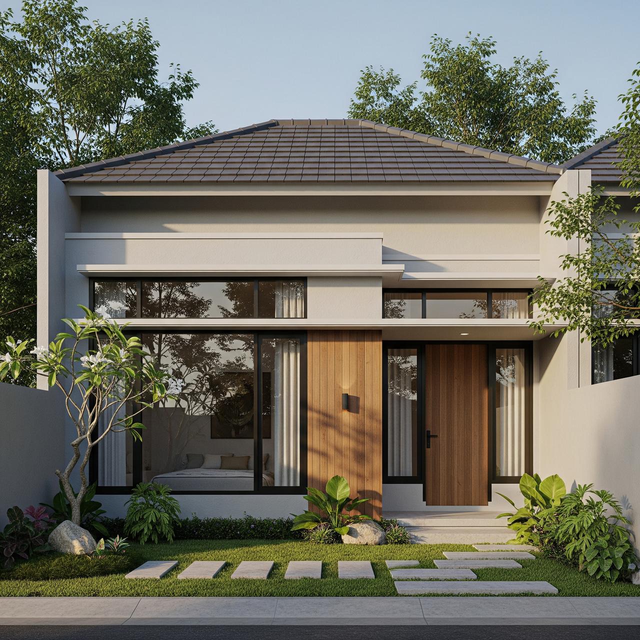 9 Contoh Fasad Rumah Minimalis Satu Lantai Atap Pelana Miring, Modern ...