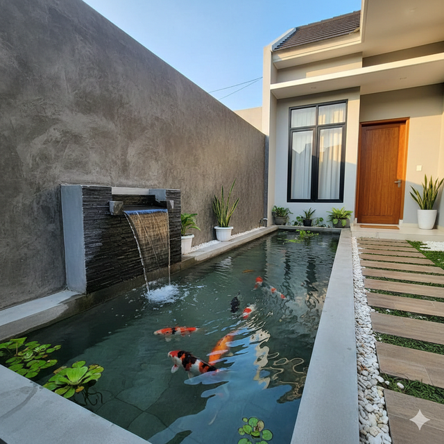 7 Model Kolam Ikan Koi Minimalis Depan Rumah, Cocok untuk Hunian Modern