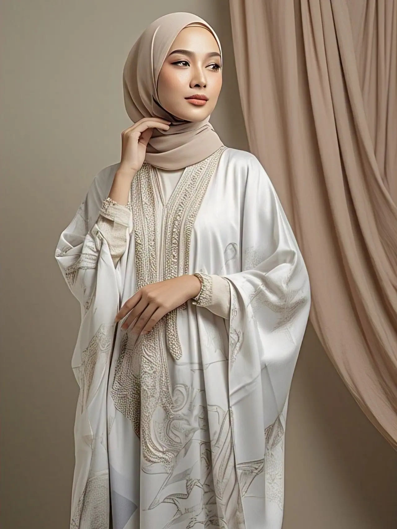 10 Warna Jilbab yang Cocok dengan Gamis Kaftan Putih untuk Idul Adha ...