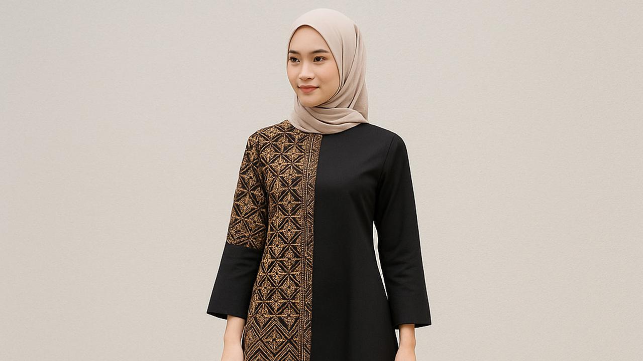 7 Model Baju Batik Kombinasi Kain Hitam 2025, Cocok untuk ke Kantor ...
