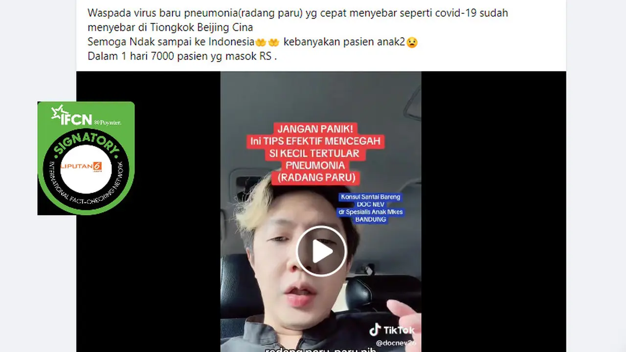 Cek Fakta: Tidak Benar Pneumonia adalah Virus Baru Seperti Covid-19 ...