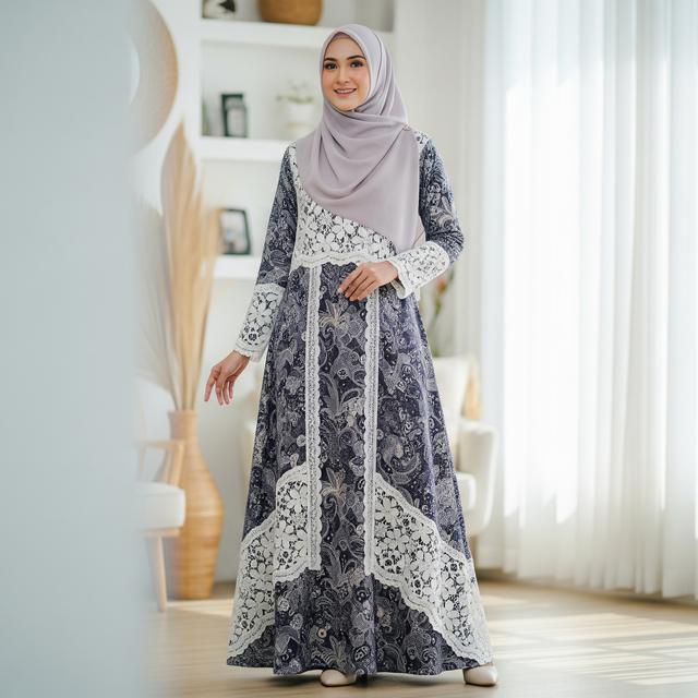 9 Model Gamis Batik Brokat Gaya Elegan Simpel ala 2026, Inspirasi ...