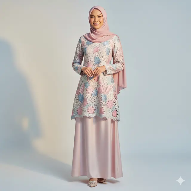 11 Model Gamis Syari Brokat Kombinasi Satin Pilihan Terbaik untuk ...