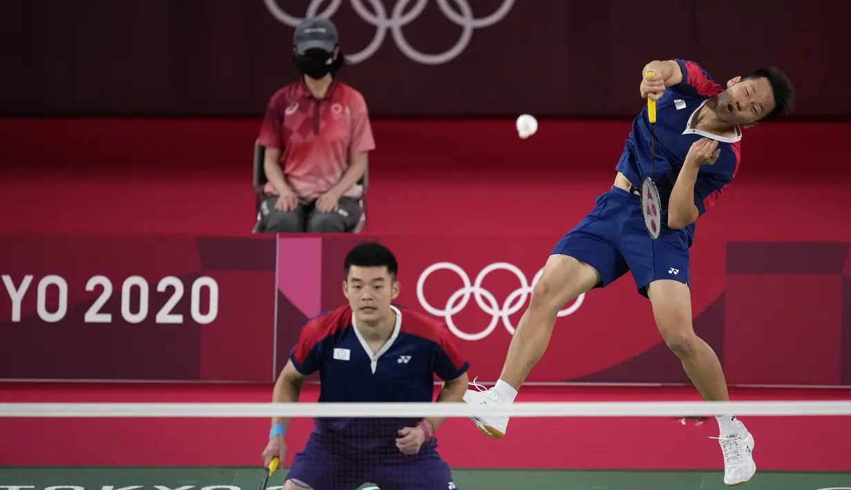 FOTO: Asa Emas Hendra / Ahsan Kandas di Semifinal Olimpiade Tokyo 2020 - Foto Liputan6.com