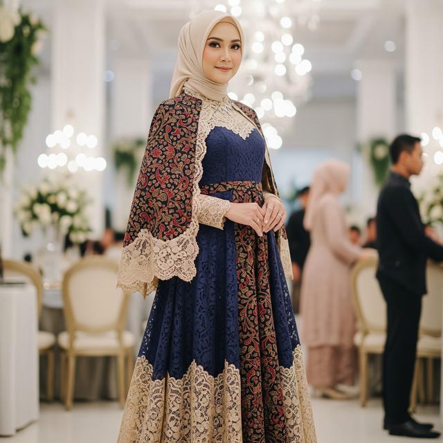 9 Model Gamis Batik Brokat Modern Terbaru 2025 untuk Pesta, Tampil Elegan