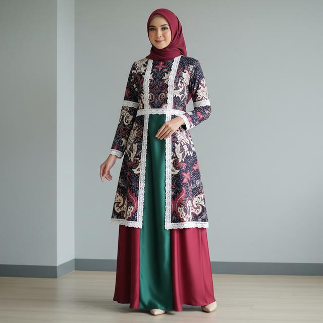 9 Model Gamis Batik Brokat Silk Look Elegan, Pilihan Busana Pesta Modern
