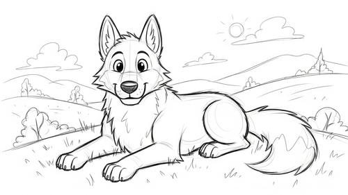 simple cartoon wolf drawing