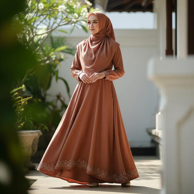 9 Model Gamis yang Menyamarkan Perut Buncit, Tampil Percaya Diri