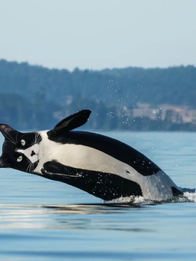 6 Editan Foto Orca Digabung Hewan Lain Ini Unik Banget, Bikin Takjub ...