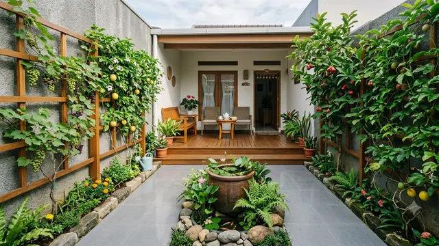 7 Ide Halaman Produktif dengan Pagar Buah, Kebun Sayur, dan Kolam Ember ...