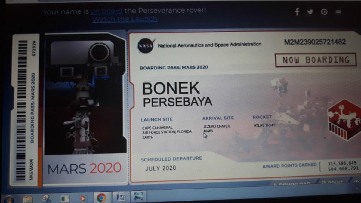 Nama Bonek Persebaya Ikut Dalam Perjalanan NASA ke Mars - Surabaya ...