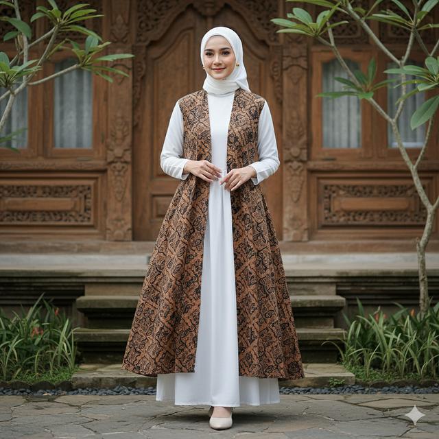 12 Model Outer Batik Panjang dengan Dress Polos untuk Kondangan Outdoor ...
