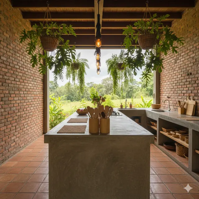 8 Model Dapur Rustic Tropis dengan Pencahayaan Alami dan Dinding Bata ...