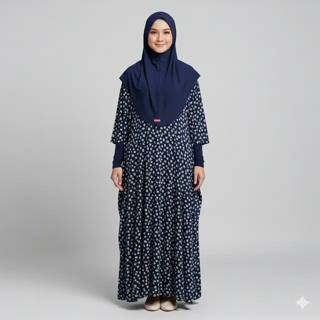 8 Model Gamis Bahan Jersey dengan Potongan Payung yang Nyaman Pilihan ...