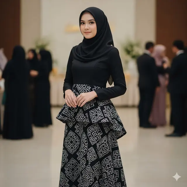 10 Model Gamis Batik Hitam Putih Simple Elegan Tren 2025 untuk Tampil ...