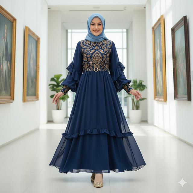 7 Model Gamis Terbaru Batik Kombinasi Sifon, Tampil Anggun dan Elegan ...