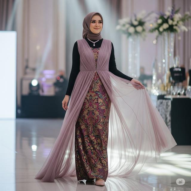 10 Inspirasi Model Brokat Kombinasi Outer Tulle Transparan Glamor untuk ...