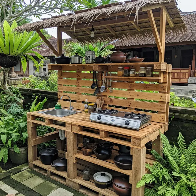 9 Desain Dapur Outdoor Gaya Rustic dari Kayu Lokal yang Hemat Biaya ...