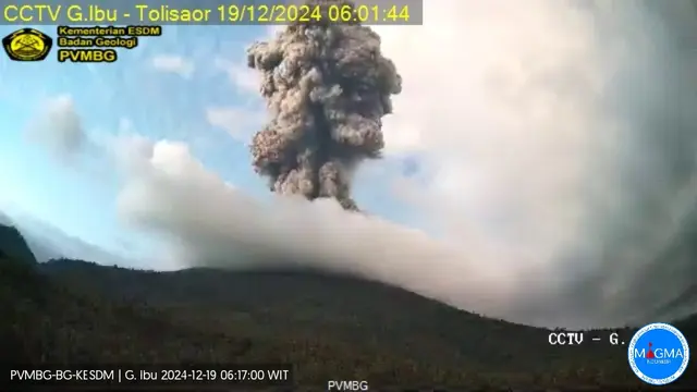 Gunung Ibu Erupsi Lagi Kamis Pagi 19 Desember 2024, Semburkan Abu Vulkanik 1.500 Meter ...