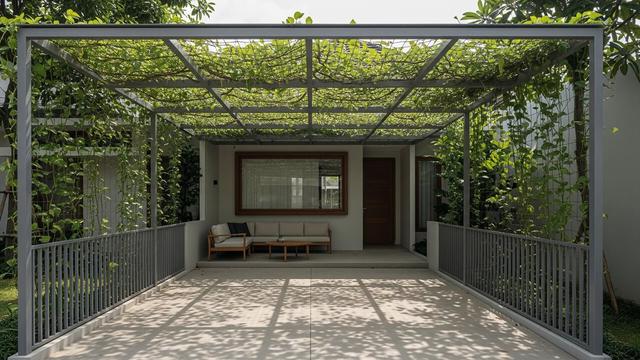 15 Desain Teras Sekaligus Carport dengan Tanaman Rambat, Solusi Sejuk ...