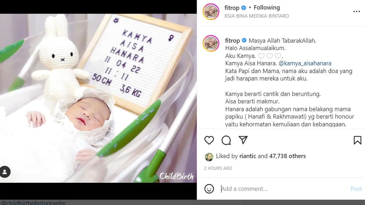 Fitri Tropica Telah Melahirkan Putri Kedua, Namanya Secantik Wajahnya ...