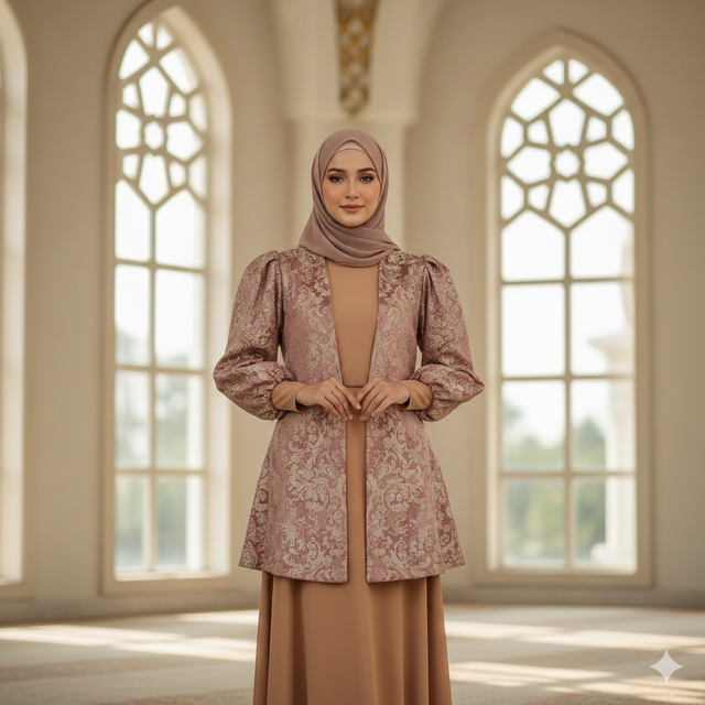 8 Model Gamis Brokat Cardigan untuk Tampil Anggun dan Elegan
