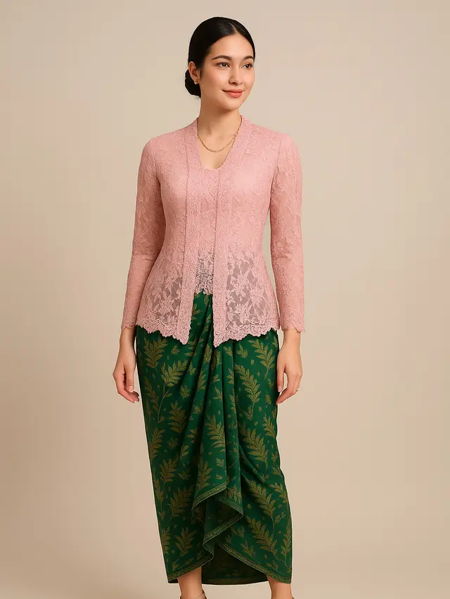 Inspirasi Setelan Kebaya Pink dan Rok Batik Hijau, Jadi Pilihan untuk ...