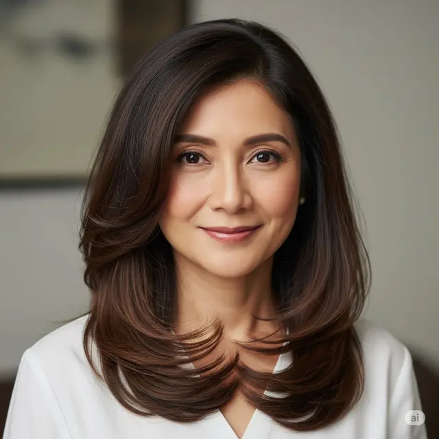 10 Model Rambut Layer Panjang Tanpa Poni yang Anggun untuk Ibu Muda 40 ...