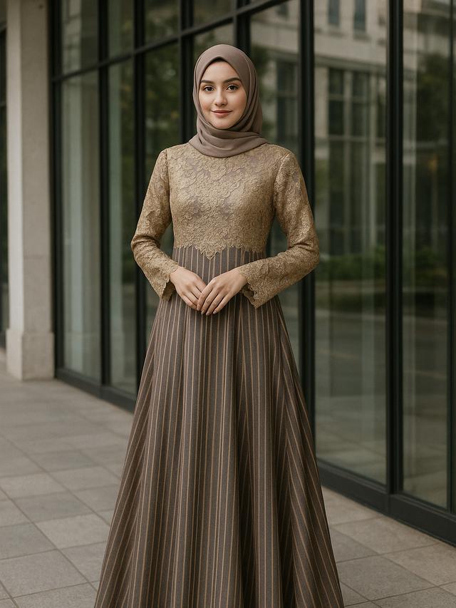 8 Model Gamis Lurik Kombinasi Brokat Tren Terbaru 2025, Pilihan Elegan ...