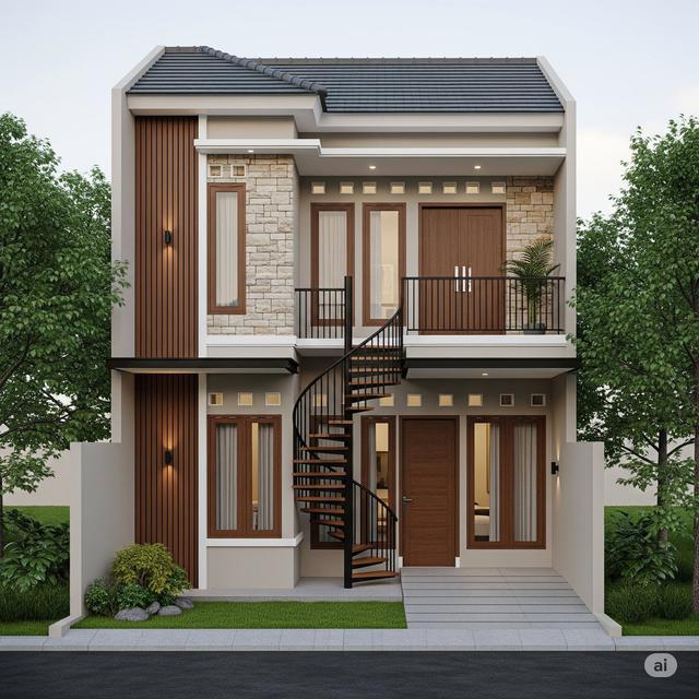 12 Ide Rumah Sederhana 2 Lantai yang Nyaman, Desain Cerdas untuk Lahan Sempit - Hot Liputan6.com