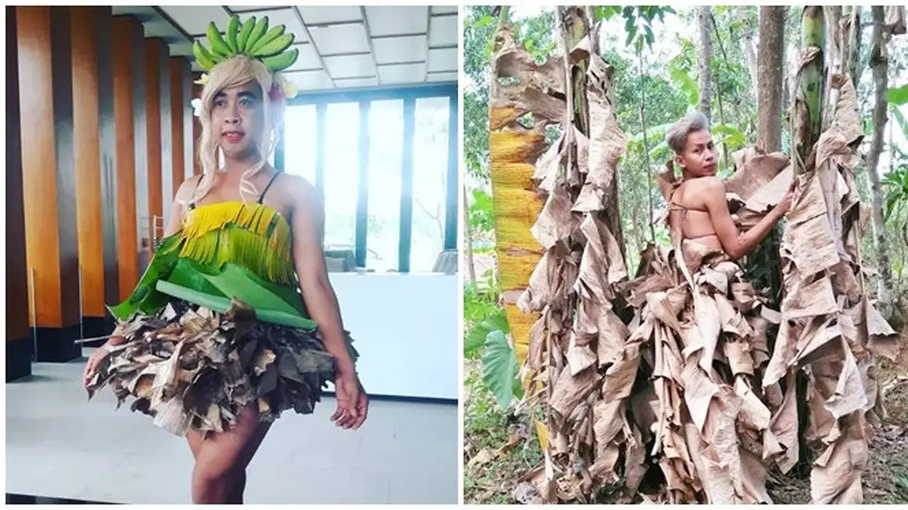 6 Outfit Absurd Pakai Daun Pisang Ini Kelewat Kreatif, Kocak Maksimal ...