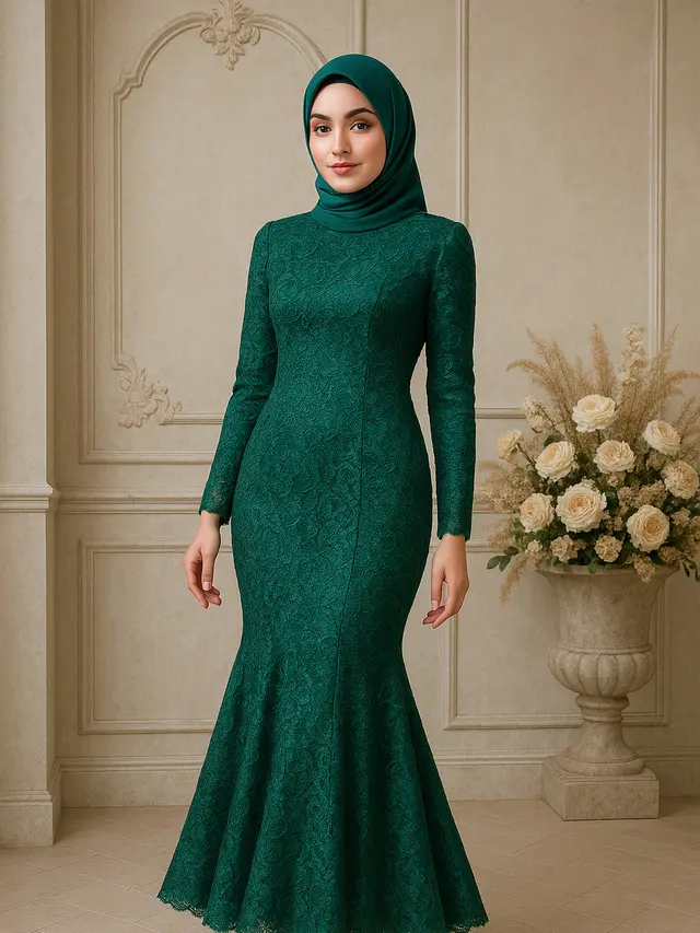 12 Model Gamis Modern Brokat yang Bikin Tampilan Lebih Berkelas - Hot ...