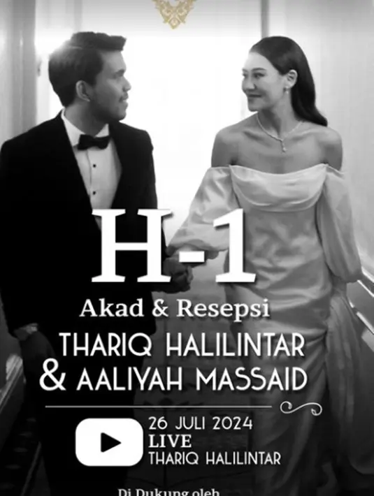 Foto Latar Biru Thariq Halilintar dan Aaliyah Massaid, Menikah 26 Juli 2024 - Foto Liputan6.com